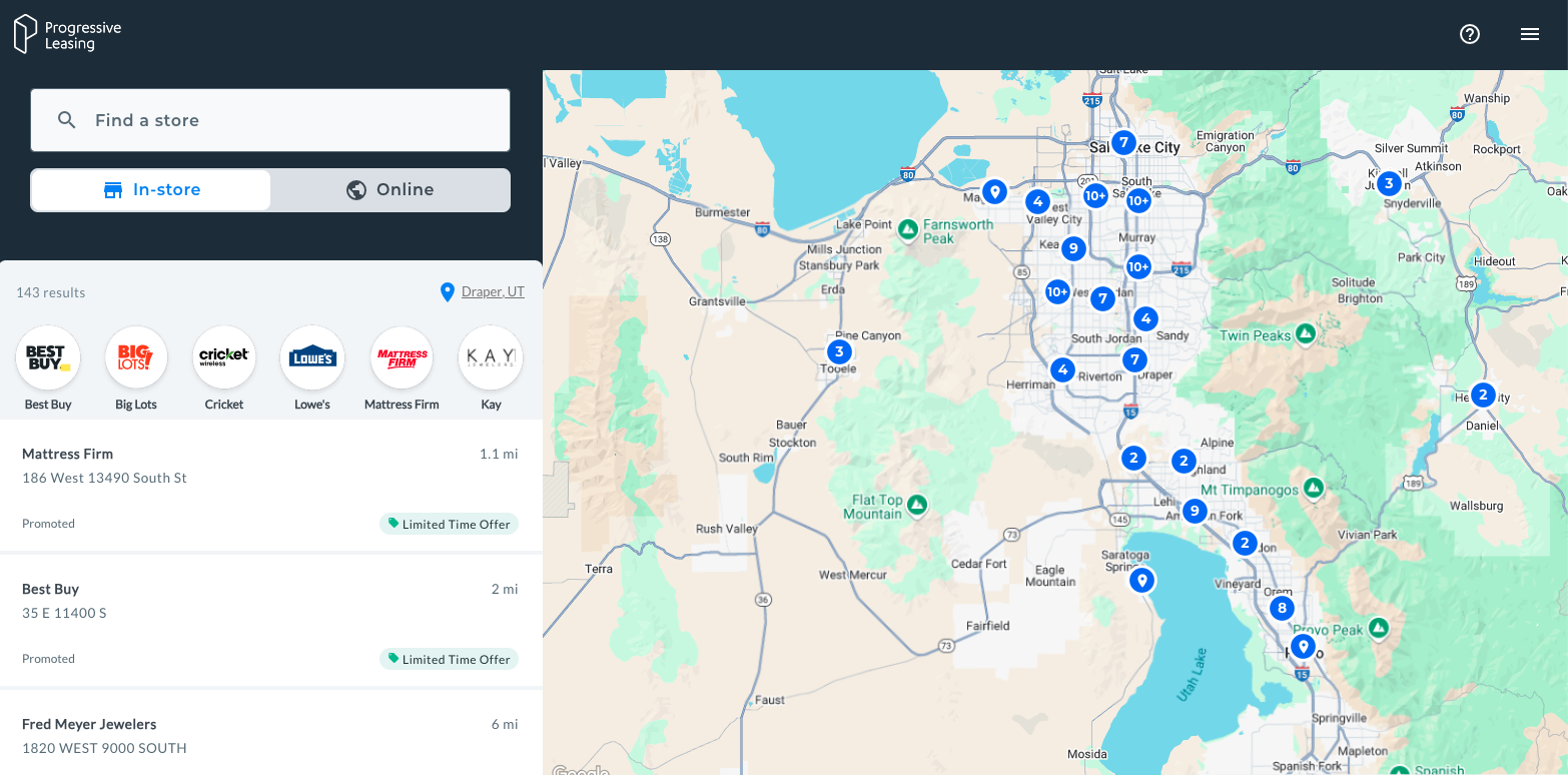 Where can I find a retailer that offers Progressive Leasing ...